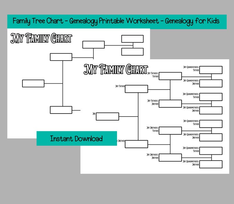 Family Tree Chart - Family Tree Diagram - Genealogy Worksheet for Kids ...