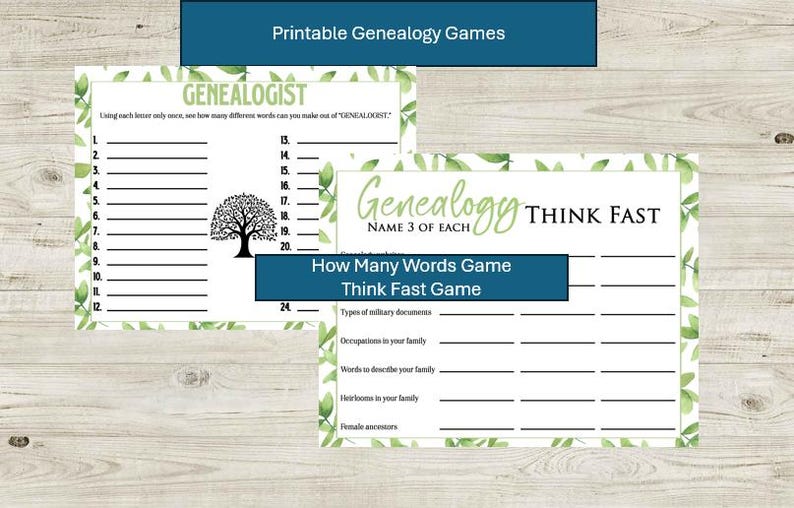 Genealogy Printable Games Bundle: Activities for Genealogy Society ...