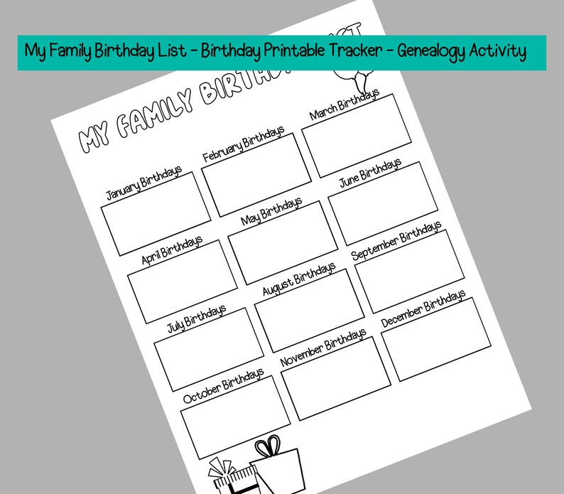 Family Birthday List Printable: Genealogy Worksheet for Kids (PDF) - Etsy