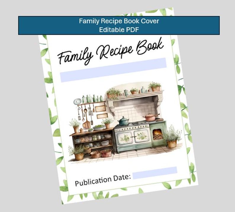 Family Recipe Book Cover: Heirloom Gift (fillable PDF Download) - Etsy