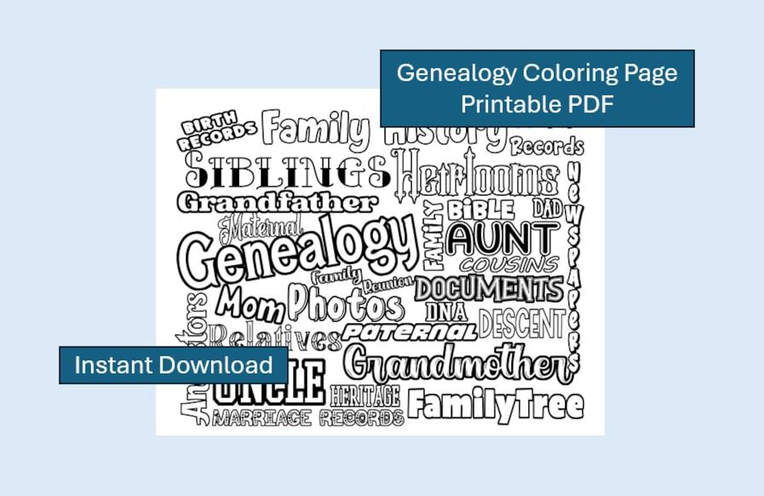Genealogy Coloring Page - Genealogy Activity Printable PDF - Family ...