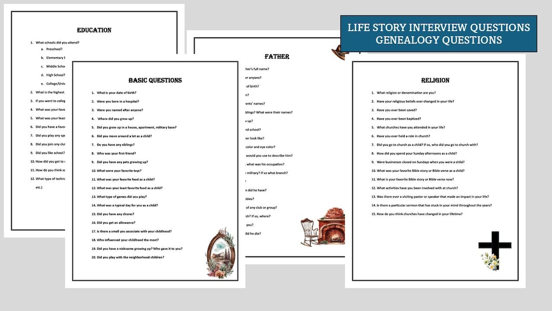 Life Story Questionnaire - Genealogy Questions - Family Memoir ...