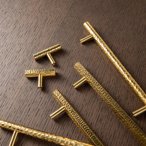 Solid Brass Hammered Pull Handles & Knobs-hand Hammered Brass Wardrobe Pull-shiny Brass Round ...