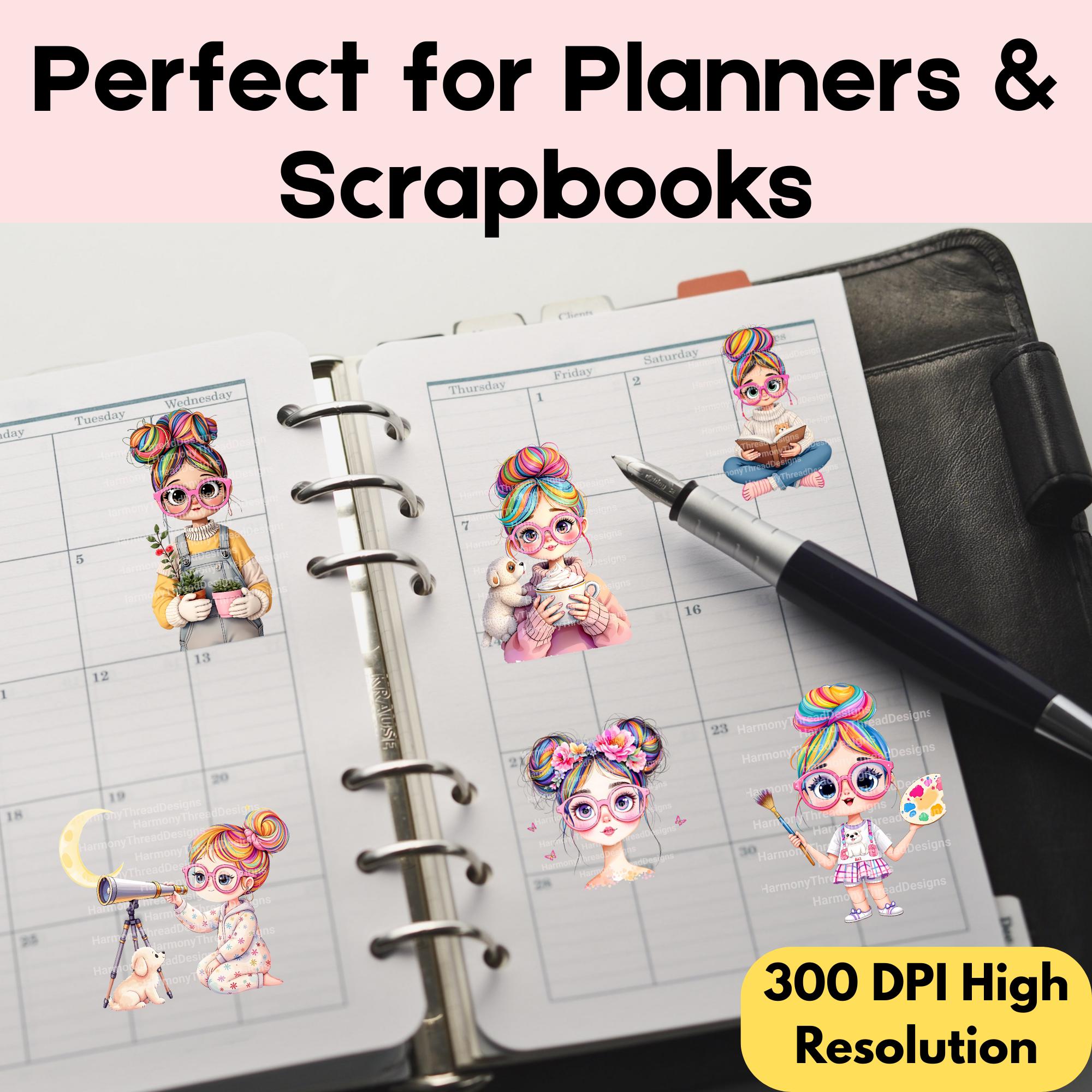 Whimsical Watercolor Girl Clipart Bundle: Scrapbooking & Sticker ...
