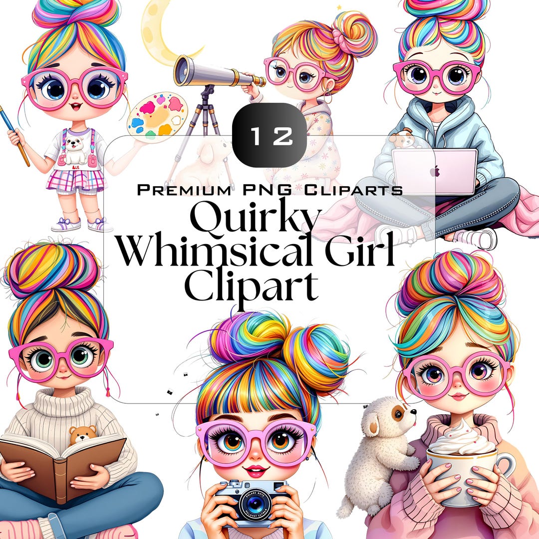 Whimsical Watercolor Girl Clipart Bundle: Scrapbooking & Sticker ...