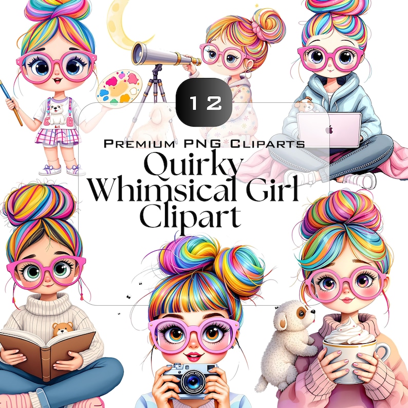 Whimsical Watercolor Girl Clipart Bundle: Scrapbooking & Sticker ...