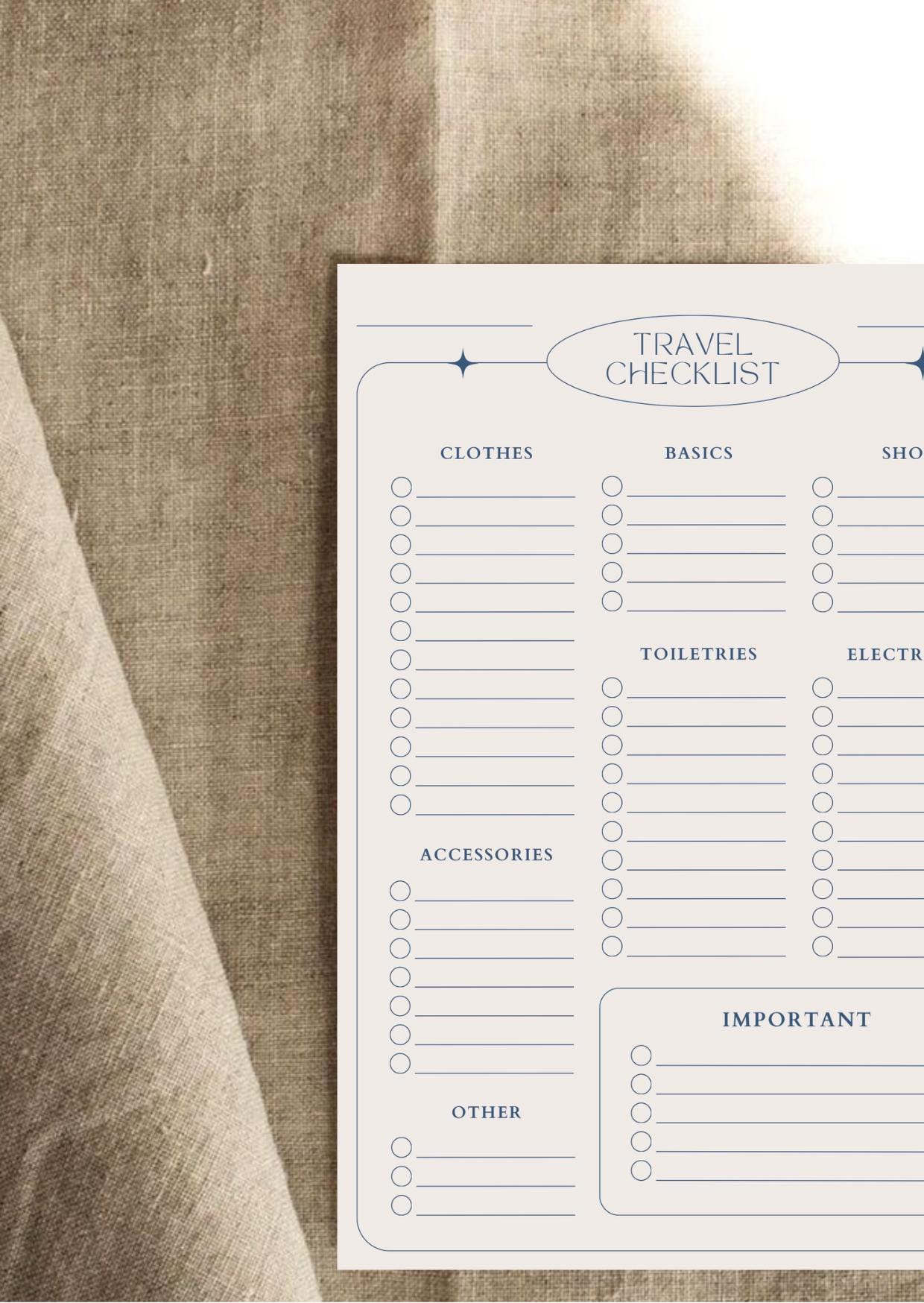 Printable Travel Checklist PDF - Ultimate Travel Planner, Vacation ...
