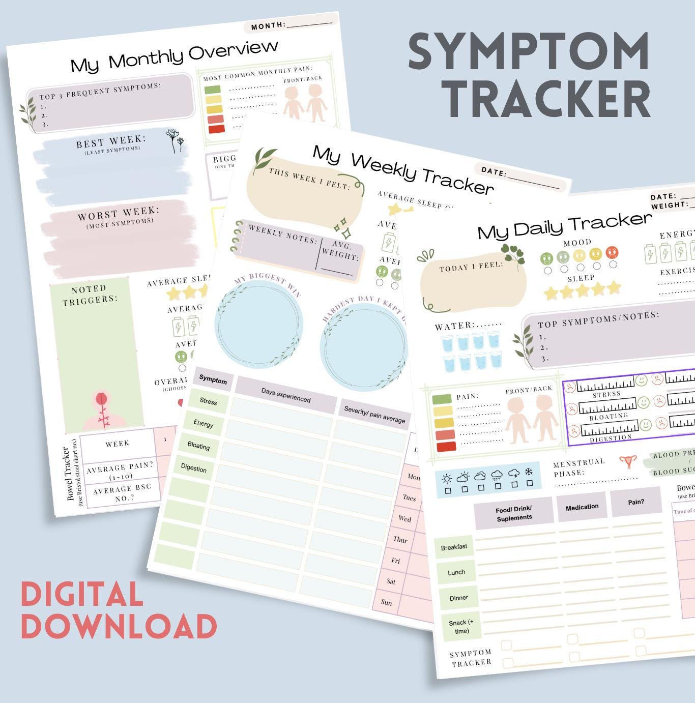 Printable Chronic Illness Symptom Tracker: Health Journal (digital ...