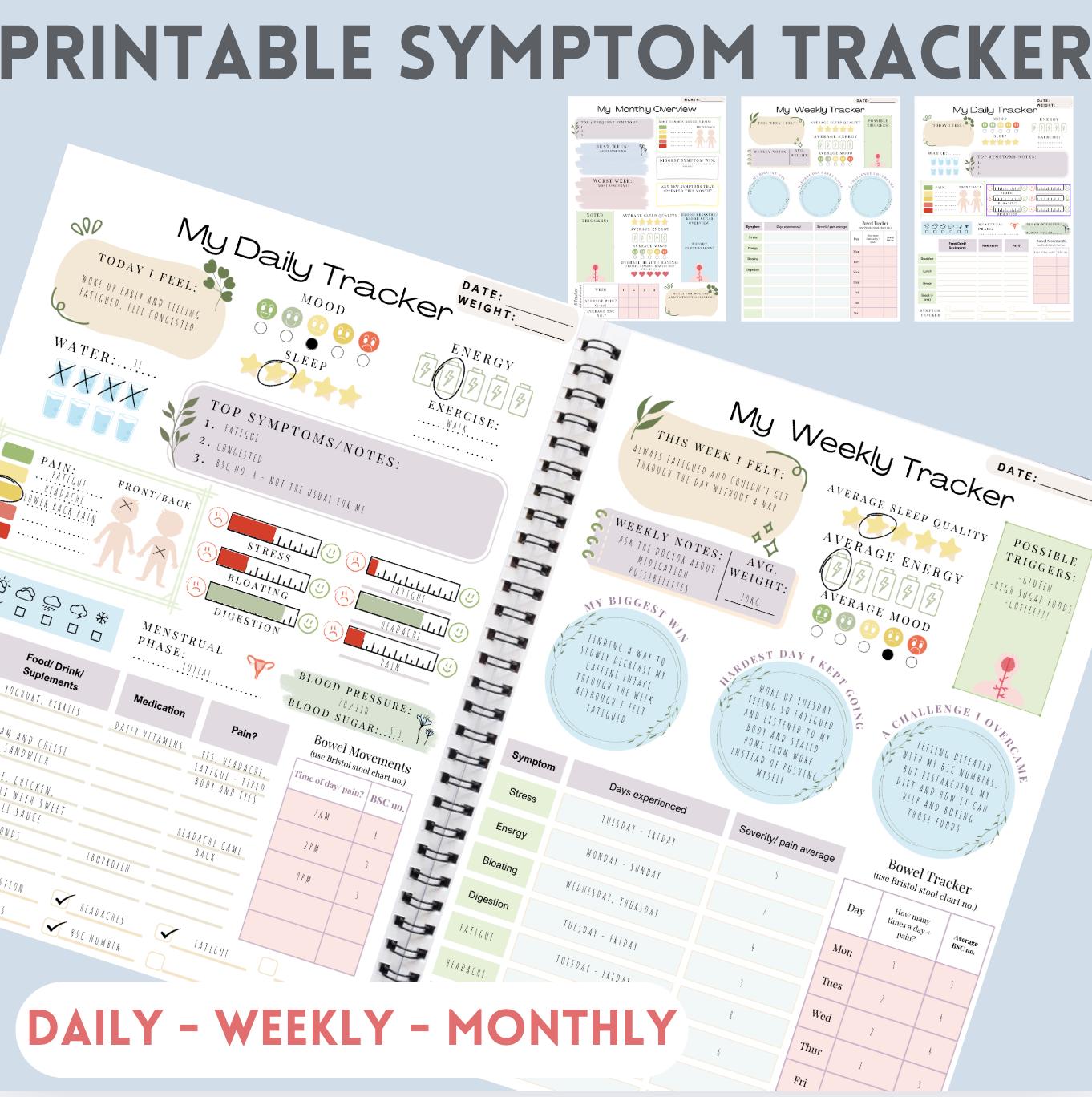 Printable Chronic Illness Symptom Tracker: Health Journal (digital ...