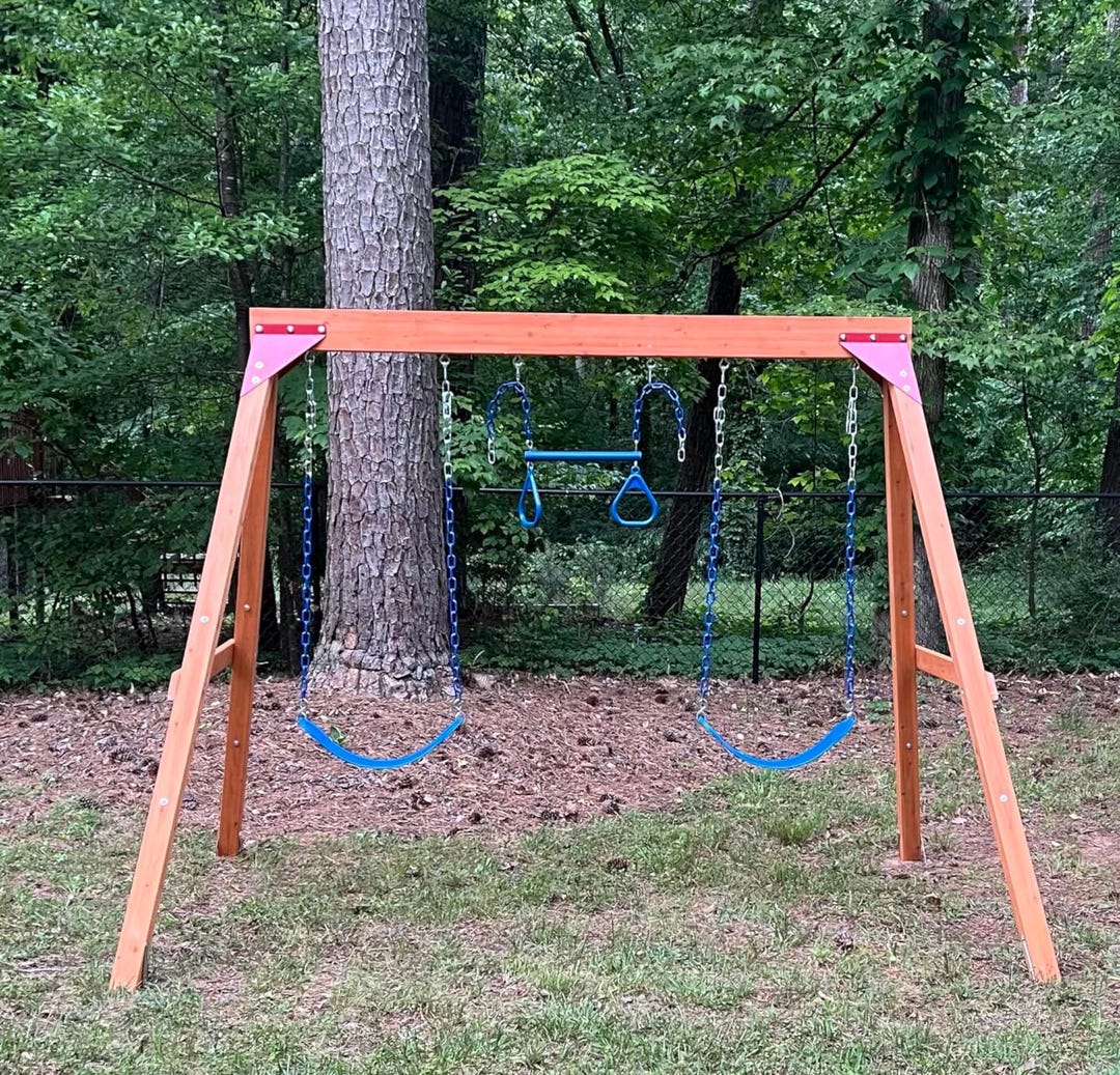 DIY Wooden Swing Set: Backyard Playground With Belt Swings - Etsy