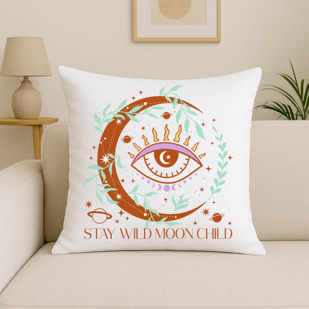 Boho Eye & Moon Pillow – Celestial Home Decor Cushion - Etsy