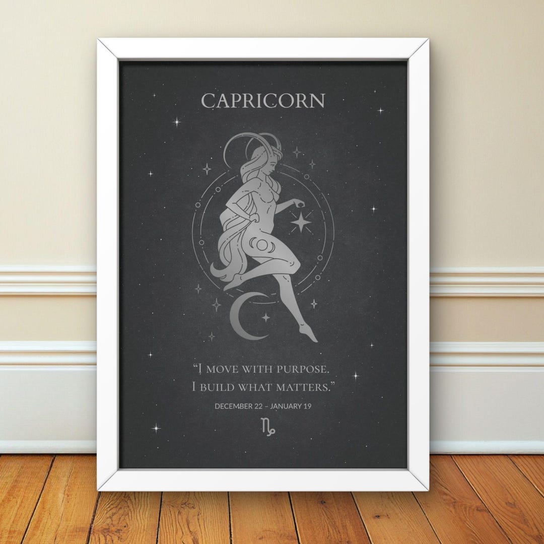 Capricorn Zodiac Sign Digital Print Celestial Wall Art Horoscope Poster ...