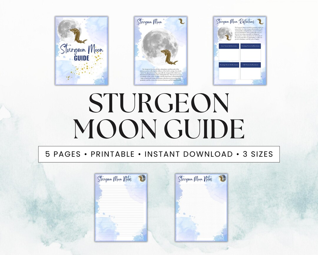 Sturgeon Moon Guide, Moon Phases, Moon Magic, Full Moon Printable ...