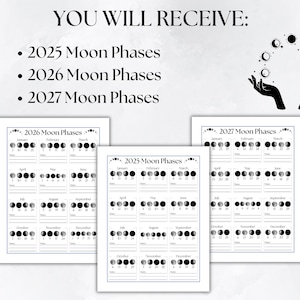Moon Phase Calendar Printable, Moon Phases Calendar, Lunar Phase ...