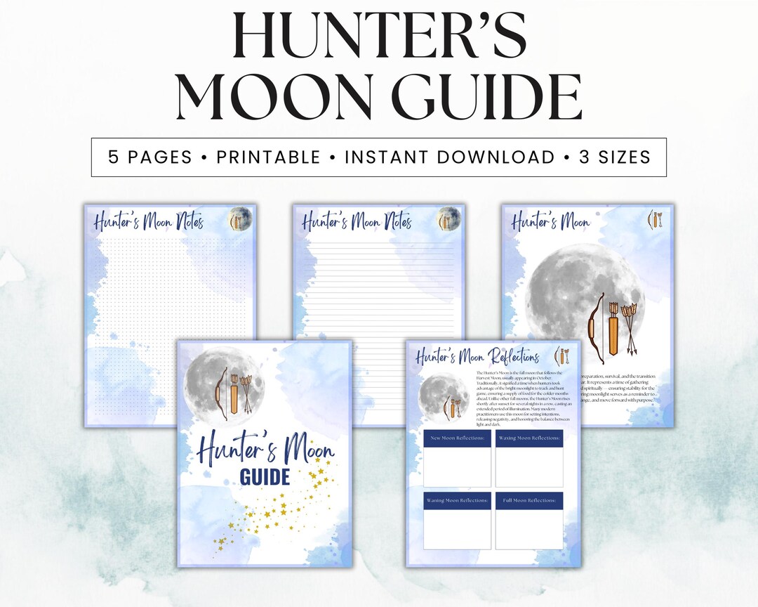 Hunter's Moon Guide, Moon Phases, Moon Magic, Full Moon Printable ...
