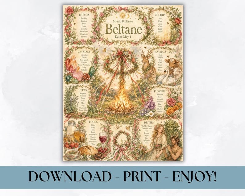 Beltane Grimoire Printable, Book of Shadows PDF, Wiccan Sabbat Guide ...