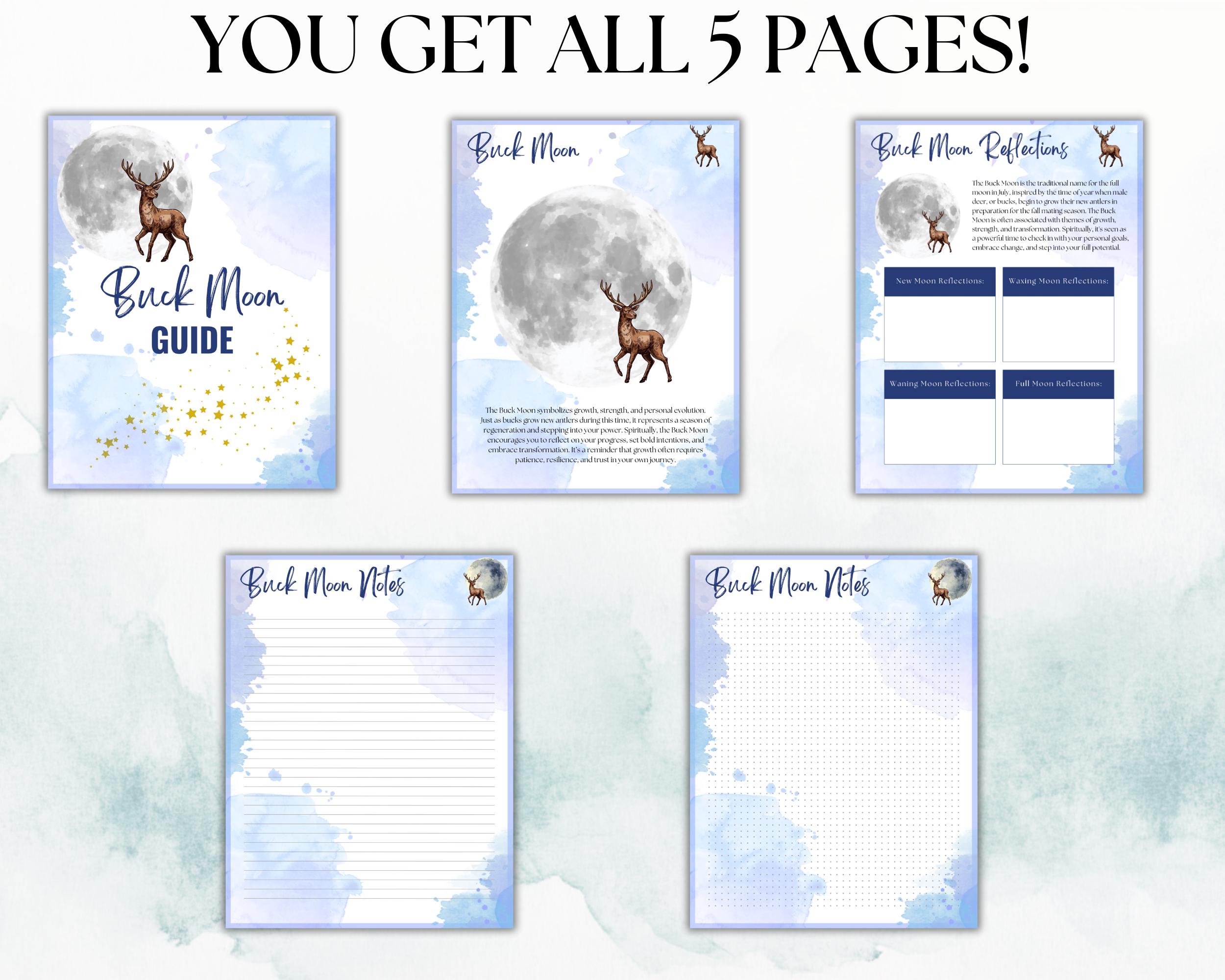 Buck Moon Guide, Moon Phases, Moon Magic, Full Moon Printable ...