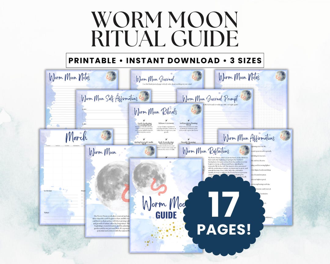 Worm Moon Ritual Guide, Full Moon Printable, Moon Phases, Full Moon ...