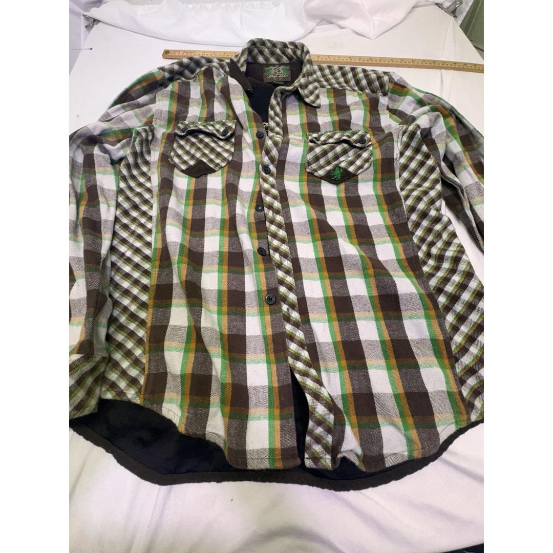 Y2K RB Black Label Elite Jean MFG Shirt Men's 2XL Flannel Embroidered ...