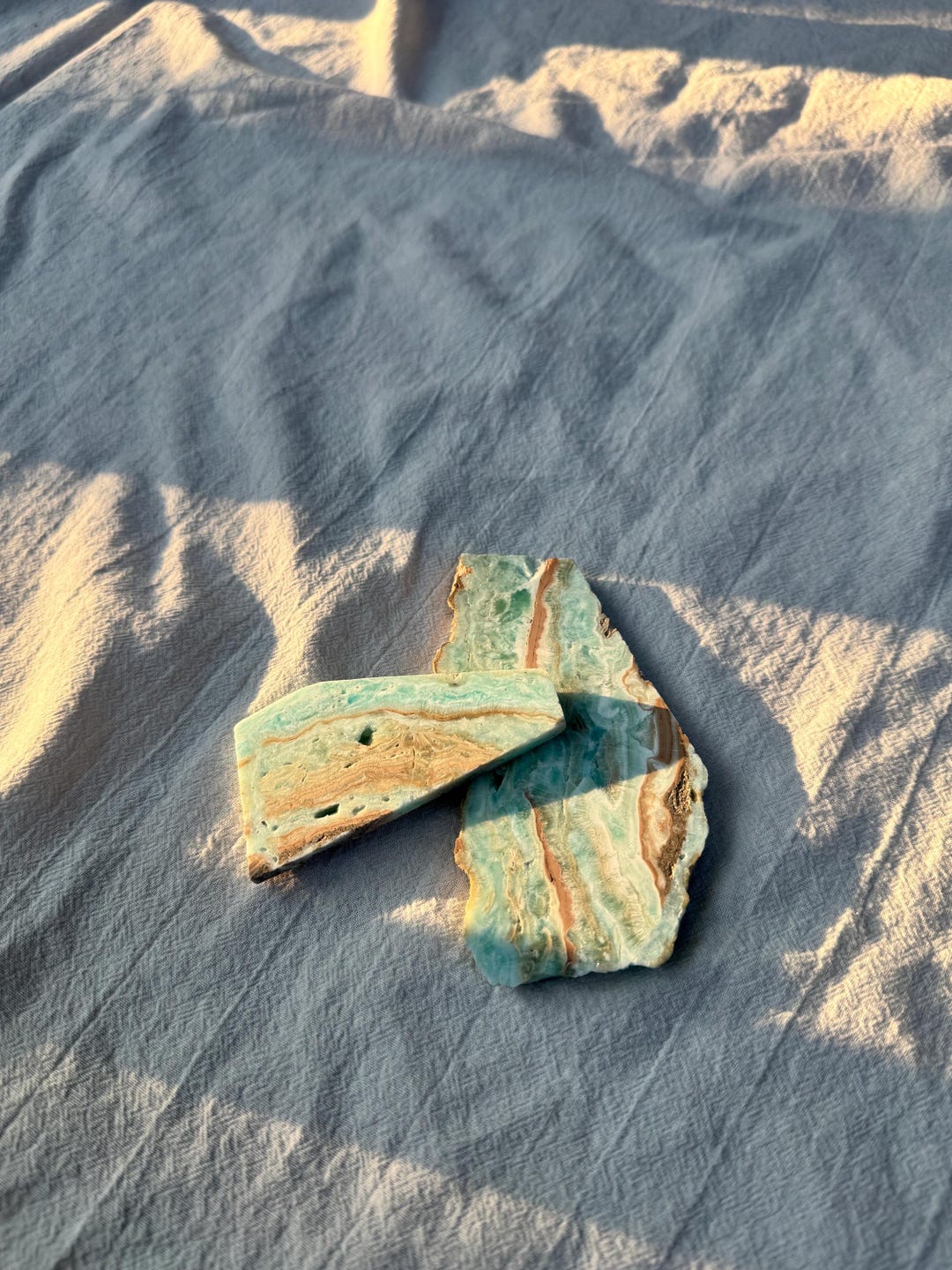 Caribbean Calcite Slab | Polished Ocean Stone Slice 20–80g / 80–180g ...