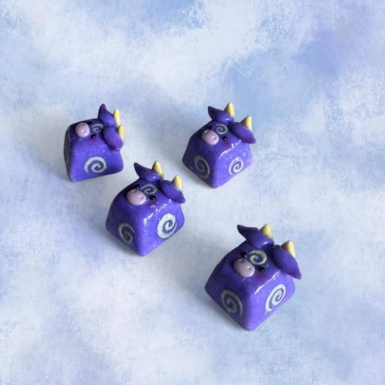 Purple Opal Cow Artisan Keycap - Etsy
