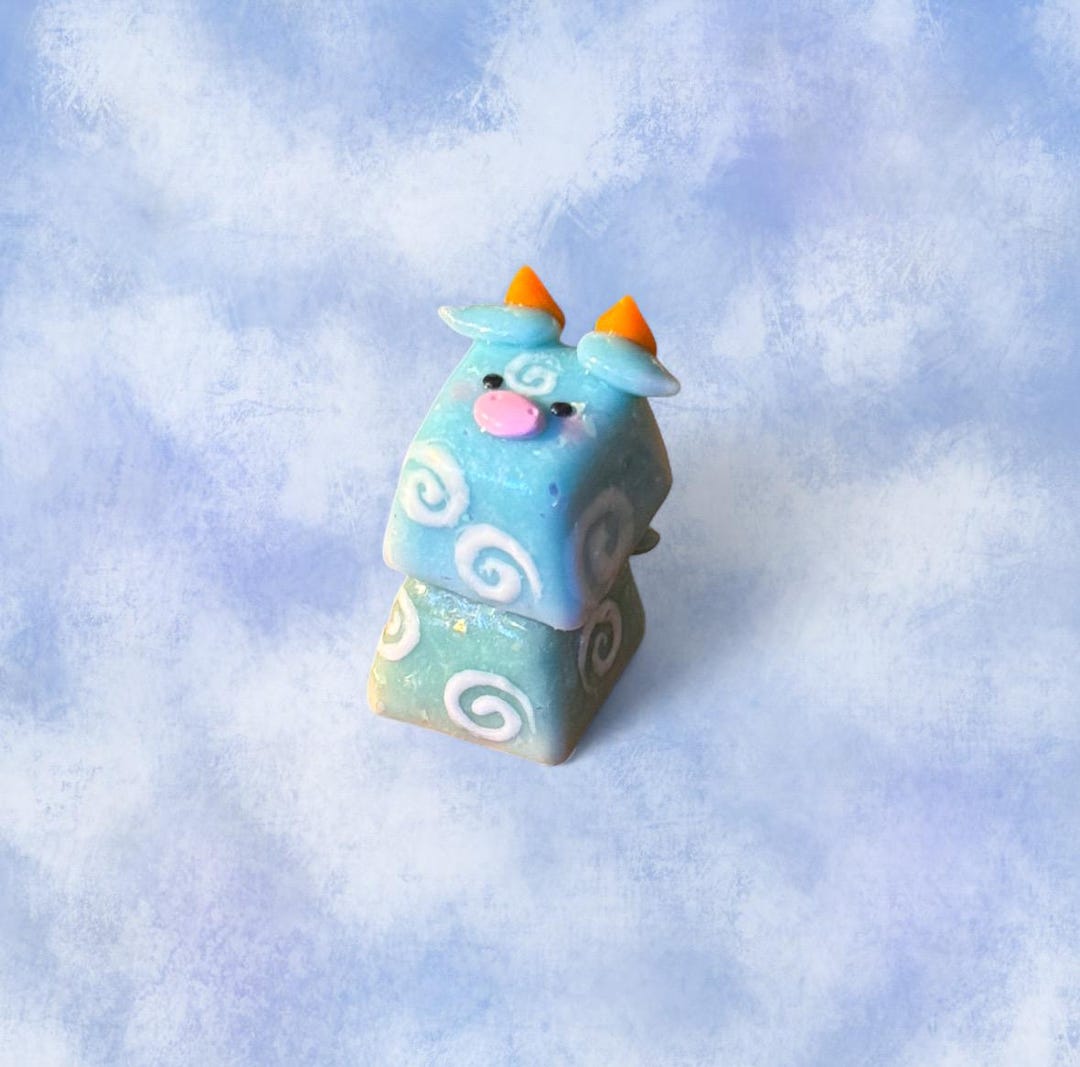 Blue Opal Cow Artisan Keycap - Etsy