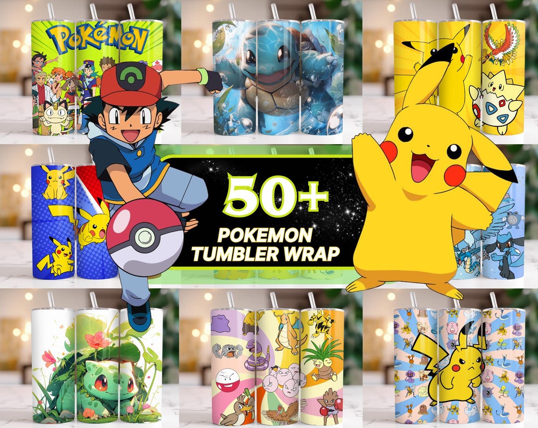 50+ Pokémon Tumbler Wrap Bundle , Pokemon Tumbler Design , Pikachu 20oz ...