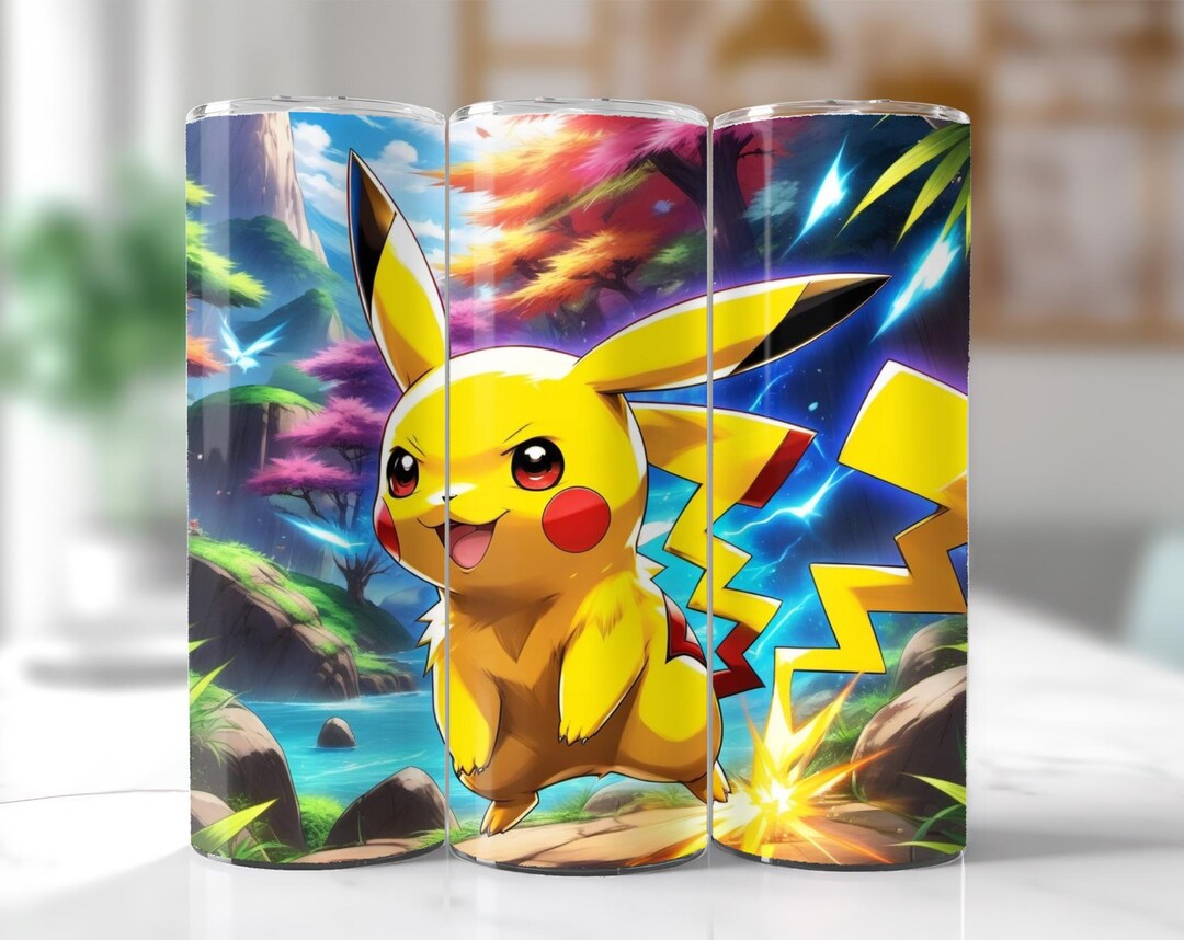 3D Pikachu Tumbler Wrap, Pokemon Tumbler Wrap Sublimation Design PNG ...