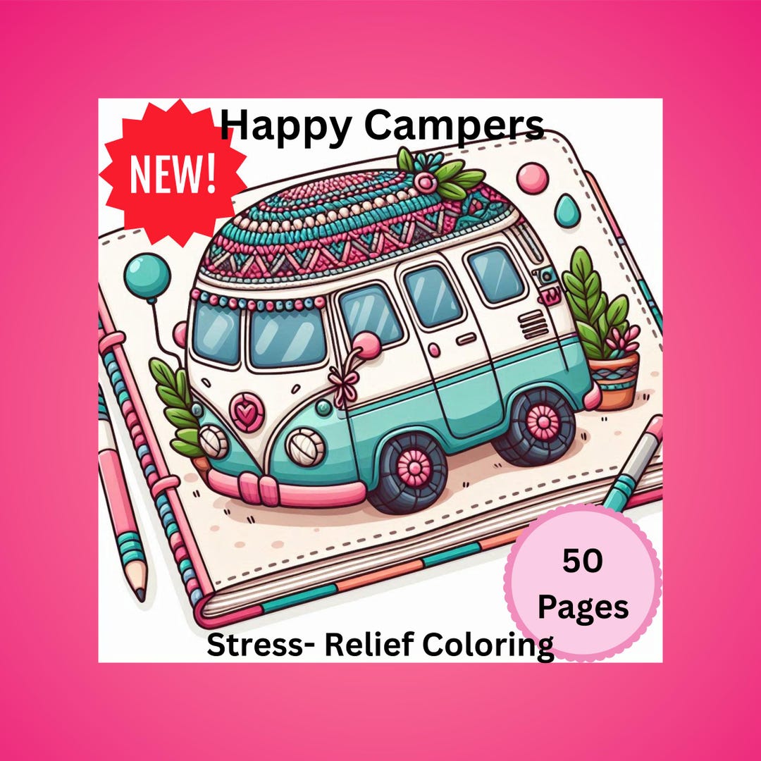 Happy Campers 50 Coloring Pages - Etsy