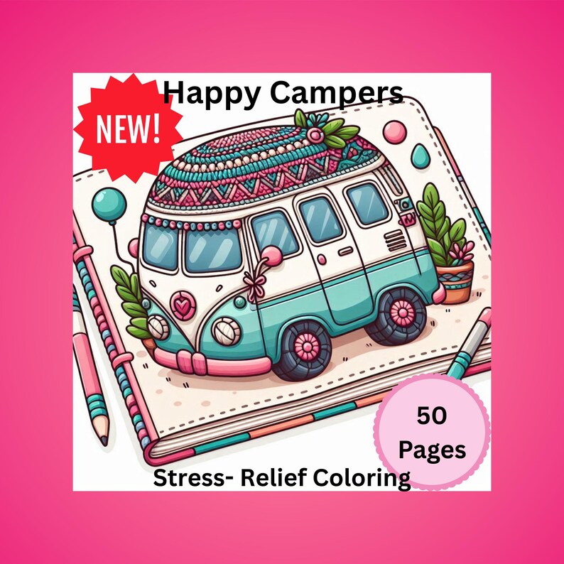 Happy Campers 50 Coloring Pages - Etsy
