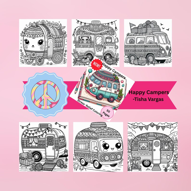 Happy Campers 50 Coloring Pages - Etsy