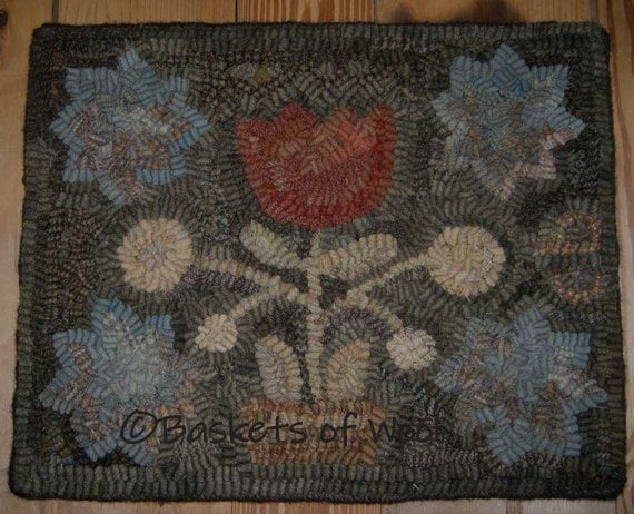 Folk Art Primitive Rug Hooking Pattern-summer Glory - Etsy