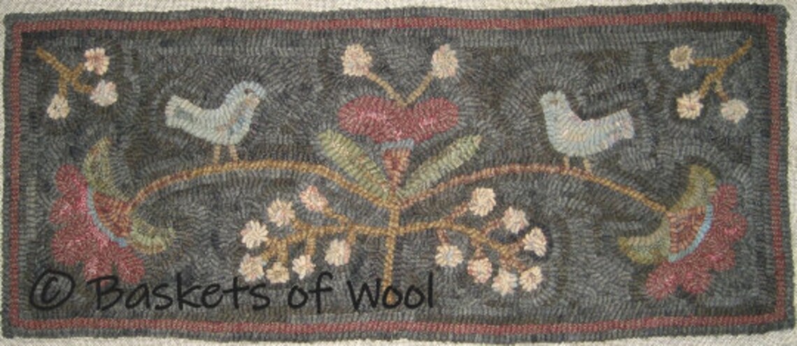Primitive Rug Hooking Pattern Birds and Flowers - Etsy