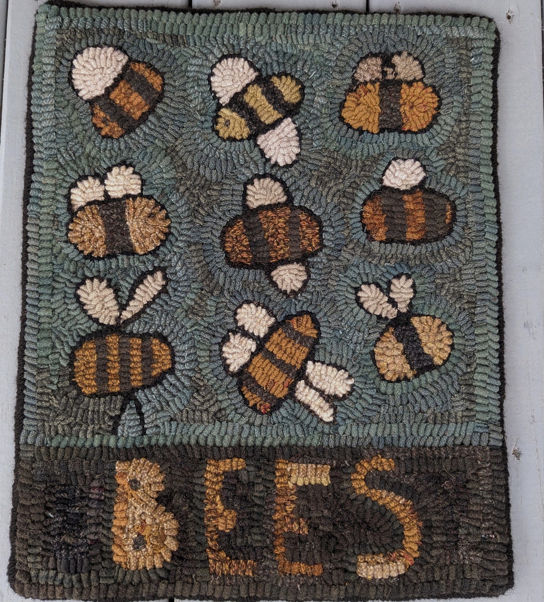 Primitive Folk Art Rug Hooking Pattern-bees - Etsy