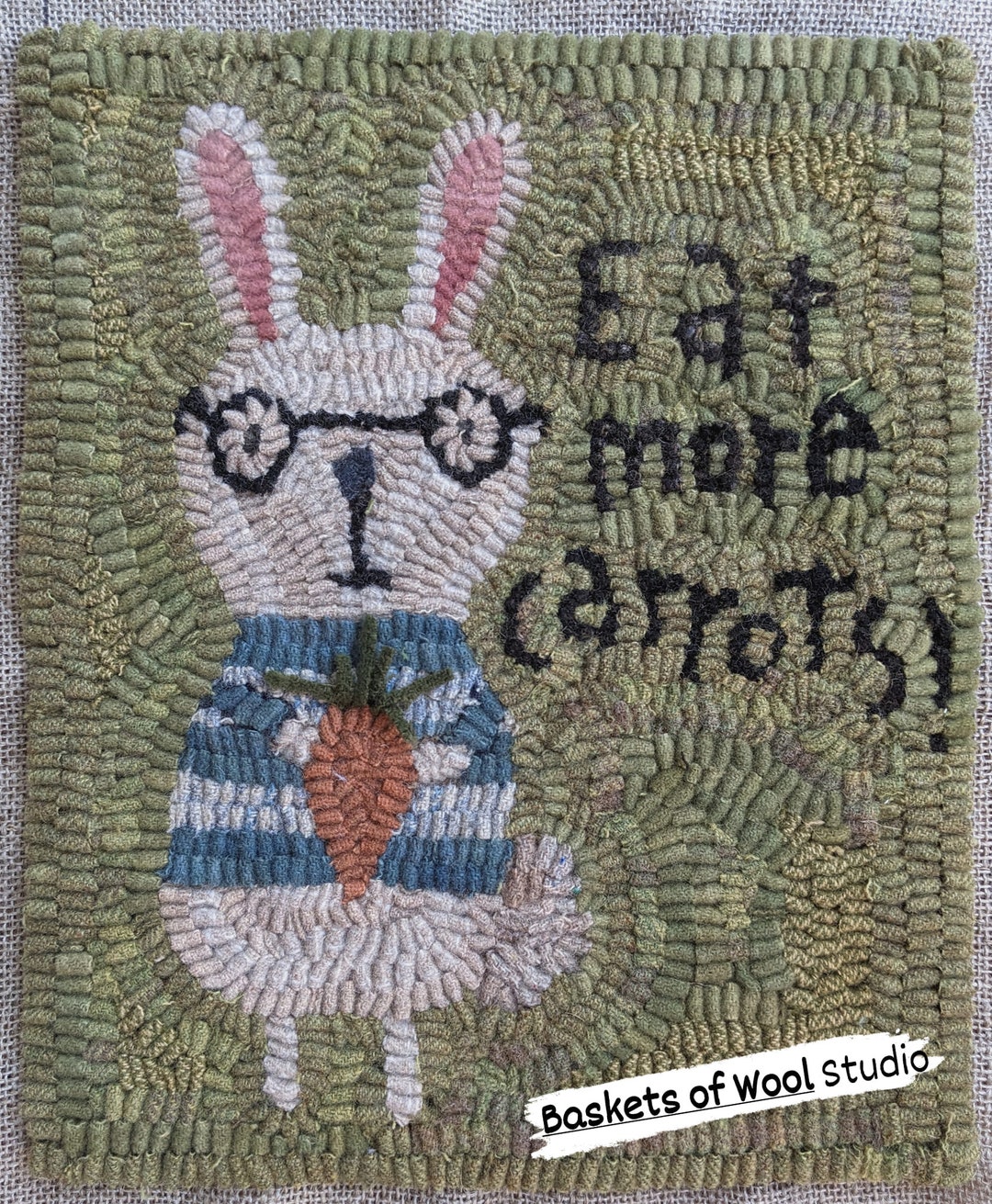 Primitive Folk Art Rug Hooking Pattern-eat More Carrots - Etsy
