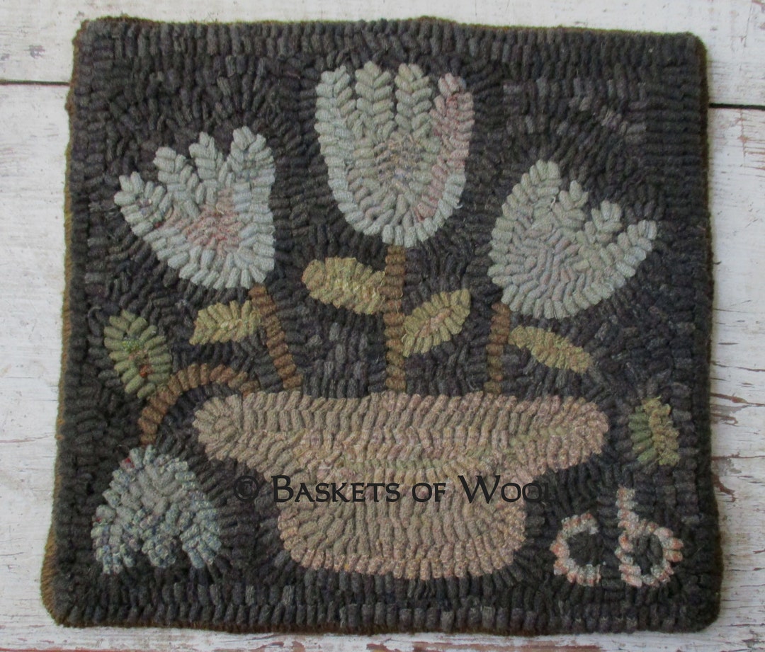 Primitive Folk Art Rug Hooking Pattern~tulip Basket - Etsy