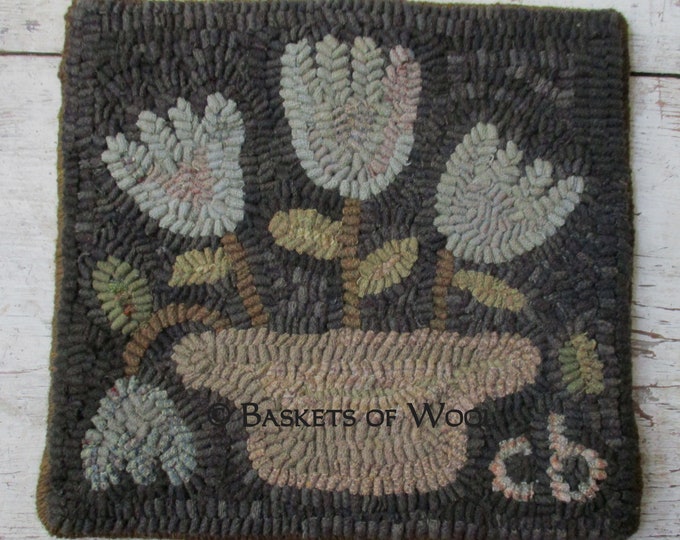 Primitive Folk Art Rug Hooking Pattern~tulip Basket - Etsy