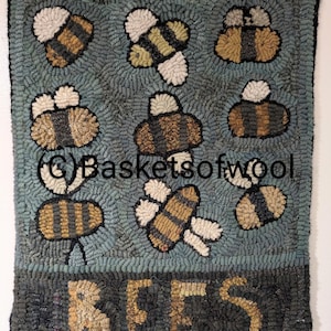 Primitive Folk Art Rug Hooking Pattern-bees - Etsy