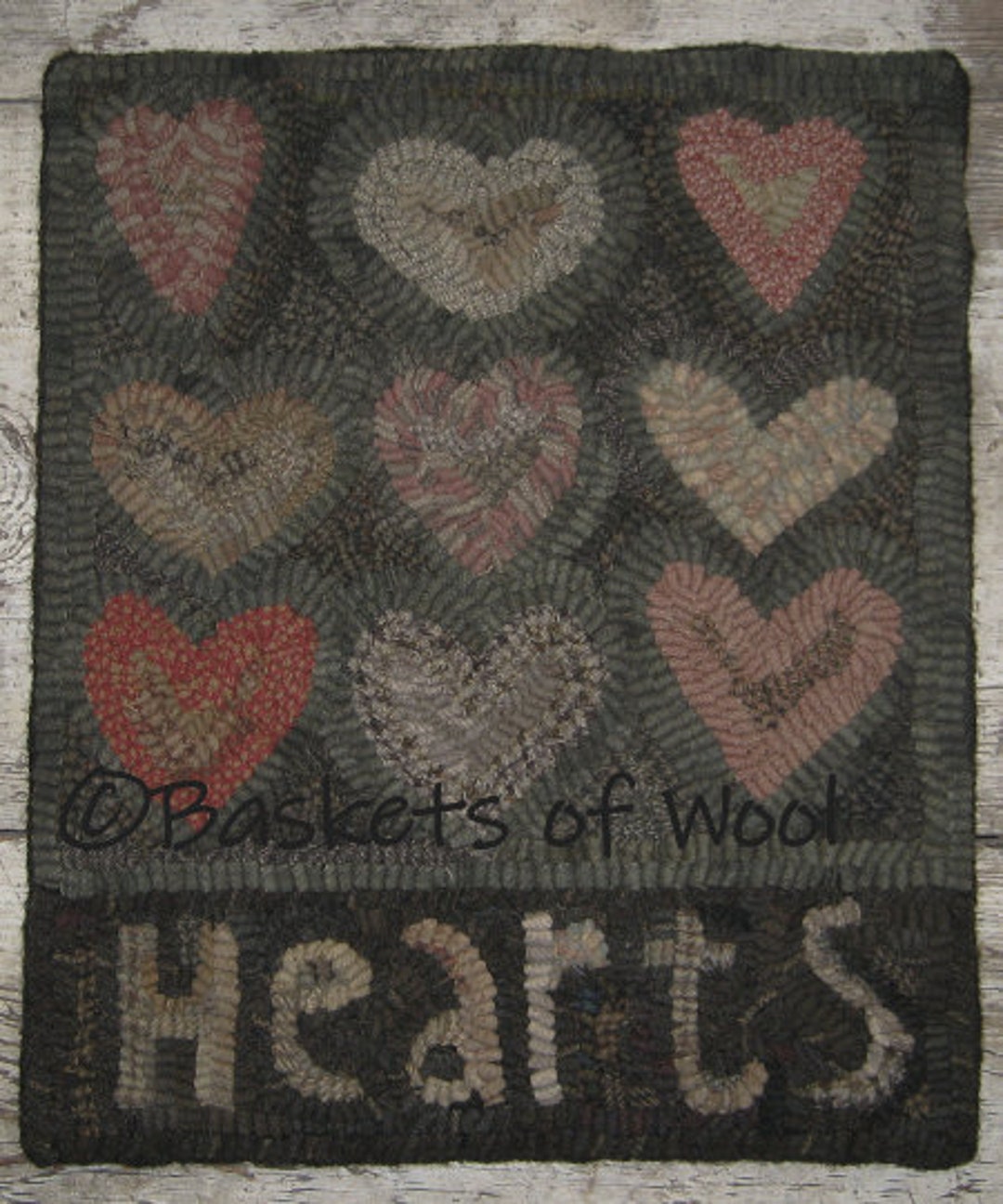 Primitive Folk Art Rug Hooking Pattern-hearts - Etsy