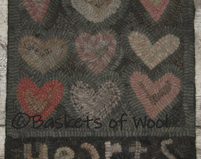 Primitive Folk Art Rug Hooking Pattern-hearts - Etsy