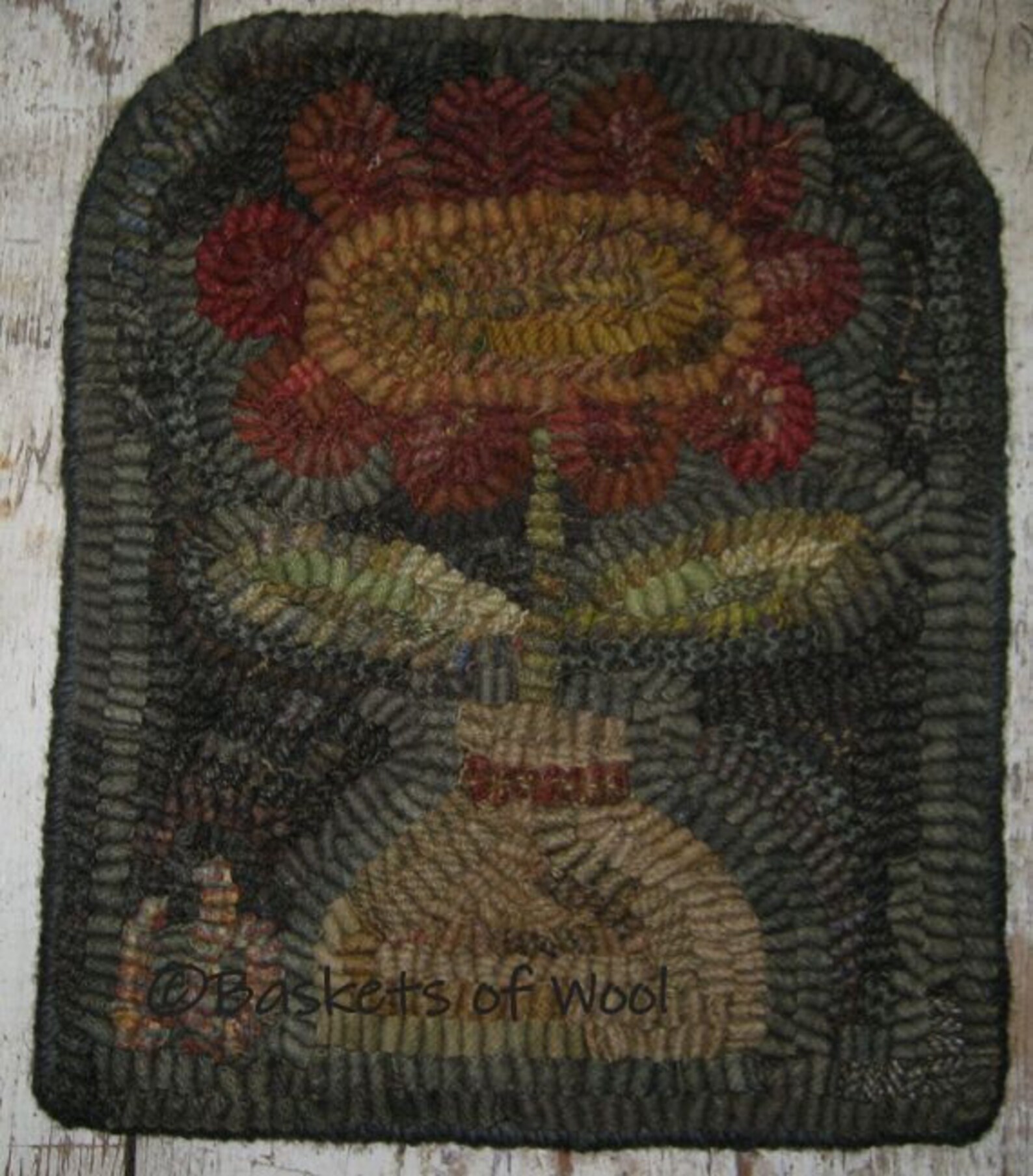 Primitive Folk Art Rug Hooking Patternwonky Red Flower - Etsy