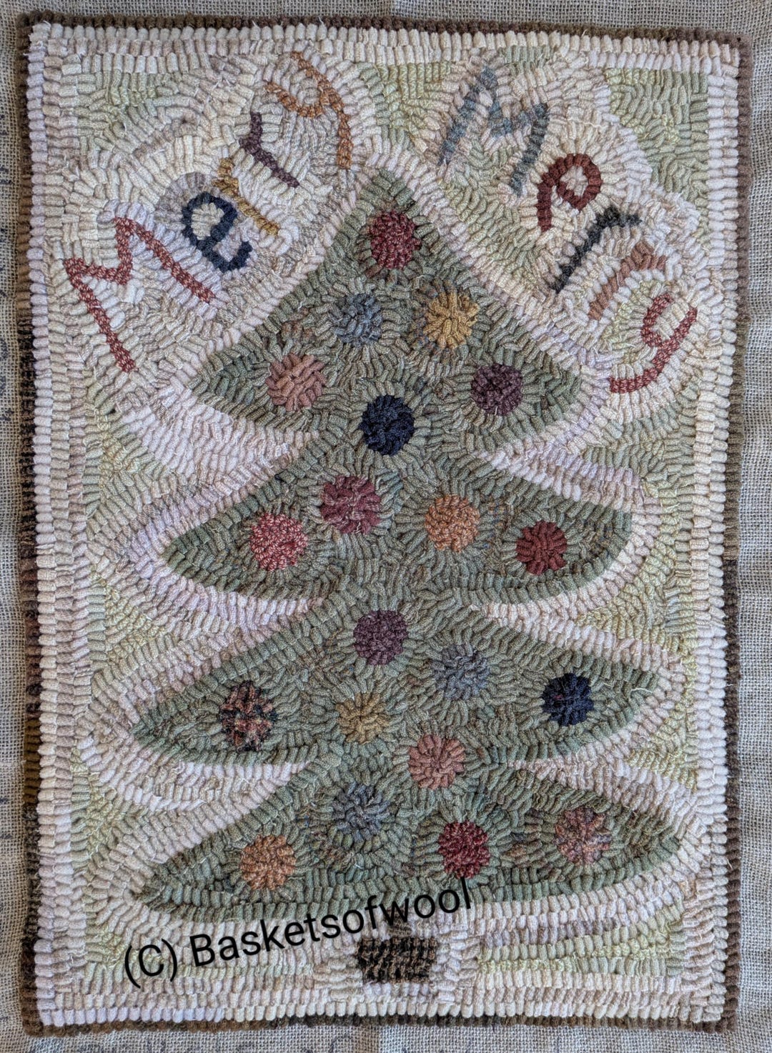 Folk Art Primitive Rug Hooking Pattern-merry Merry - Etsy