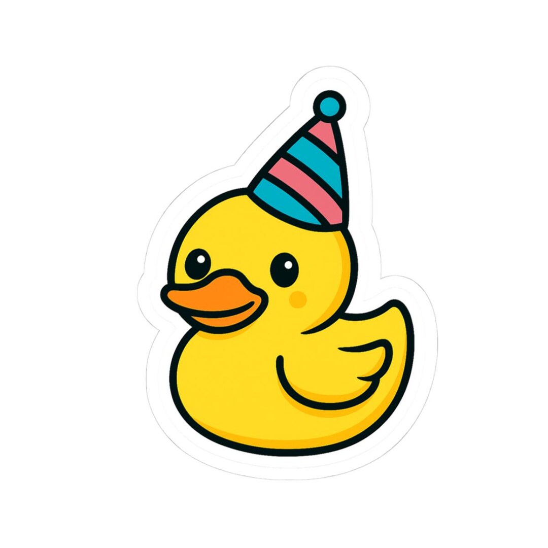 Party Hat Ducky Sticker, Cute Duck Party Favor, Cute Stickers for Kids ...