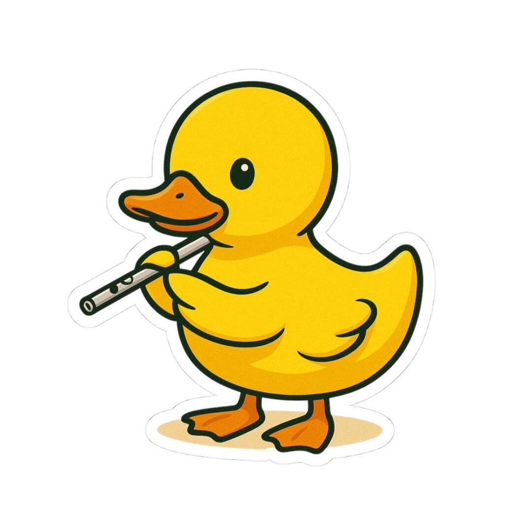 Flute Playing Duck Sticker | Fun for Laptops, Journals, Water Bottles ...