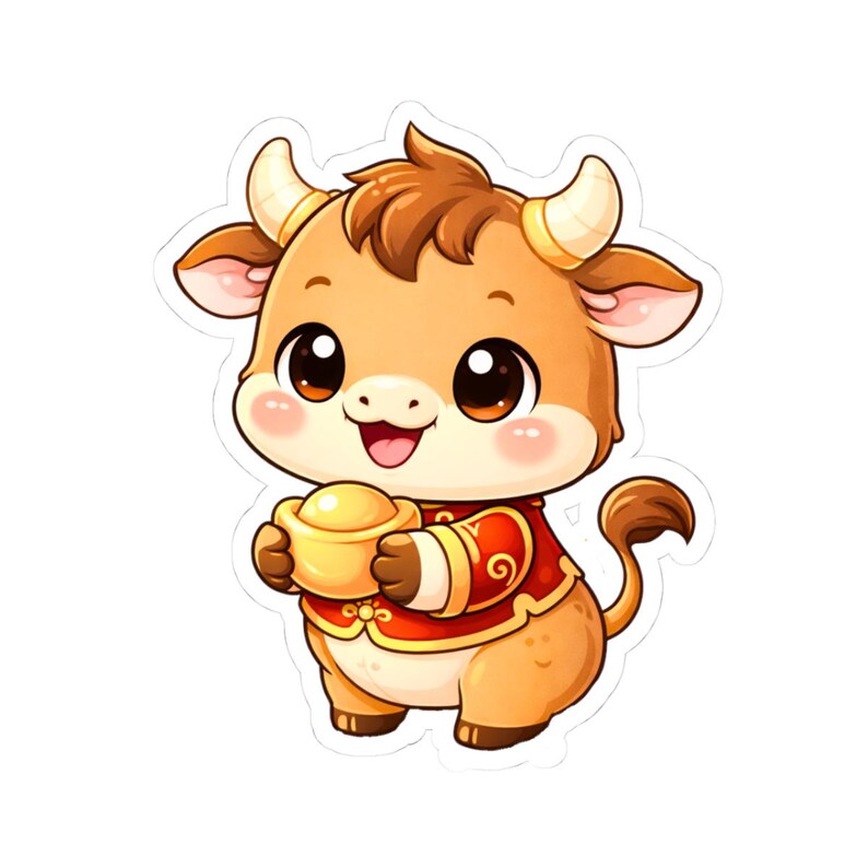 Cute Zodiac Ox Sticker | Lunar New Year of the Ox Decal Perfect for ...