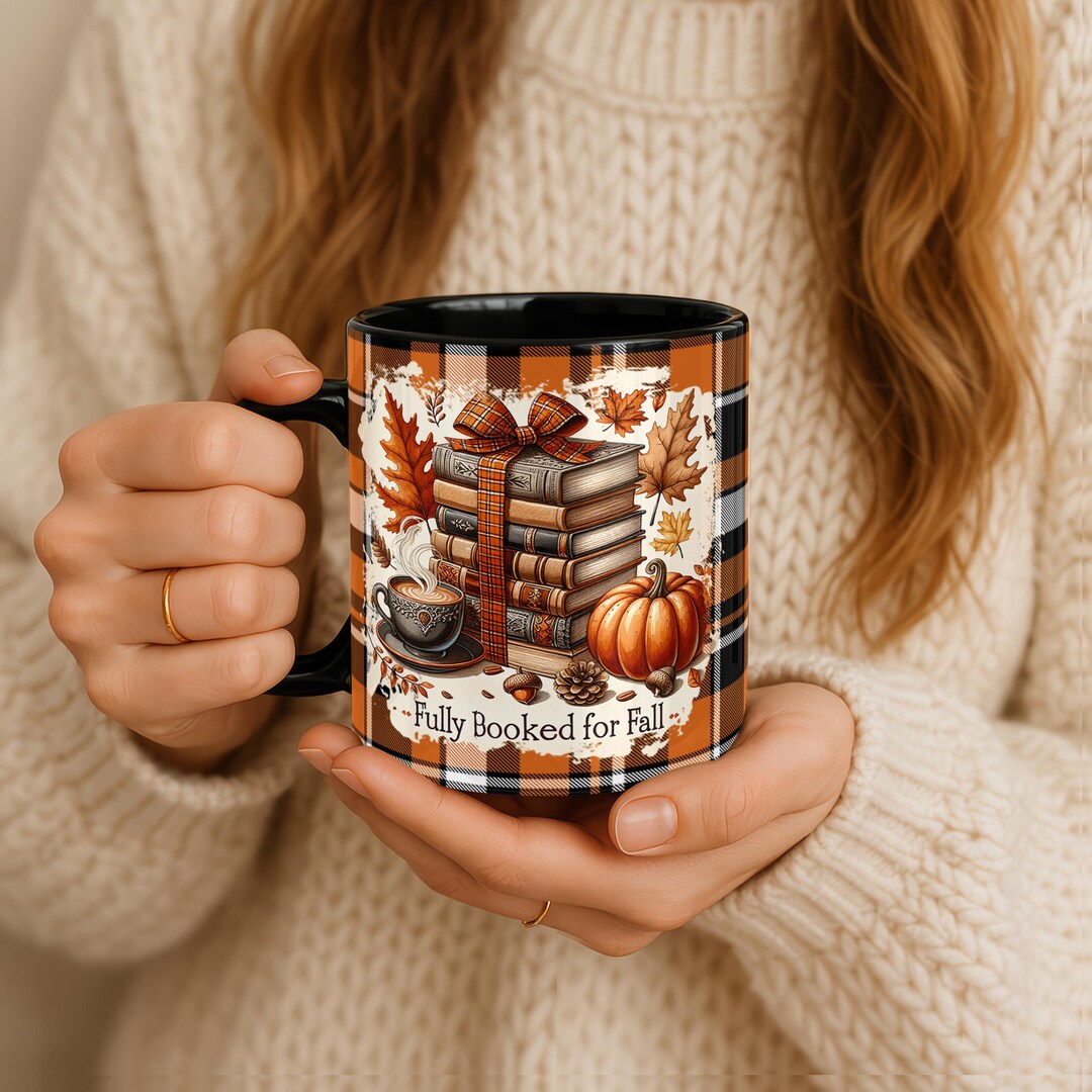 Fully Booked Fall Mug Wraps, Autumn Coffee Sublimation Designs, Books ...