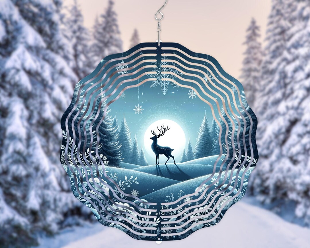 Winter Reindeer Wind Spinner, Christmas Decoration, Holiday Season ...