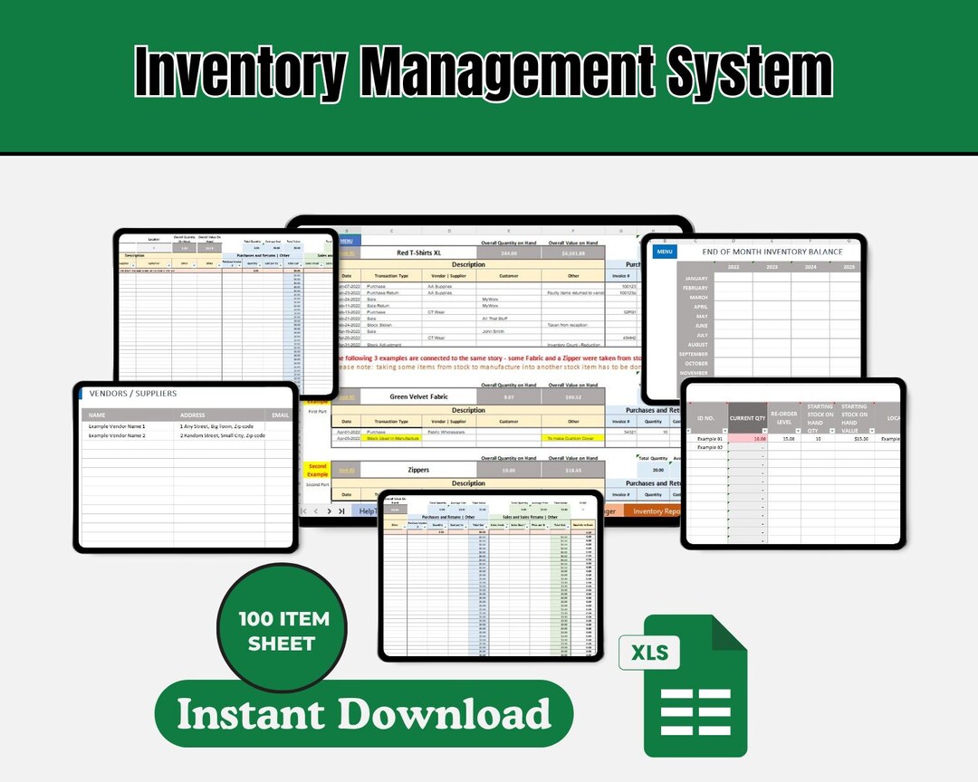 Excel Inventory Management Template | Track up to 100 Items | Automated ...