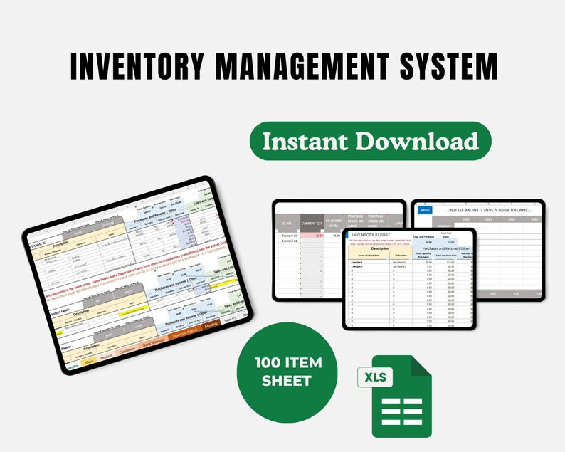 Excel Inventory Management Template | Track up to 100 Items | Automated ...
