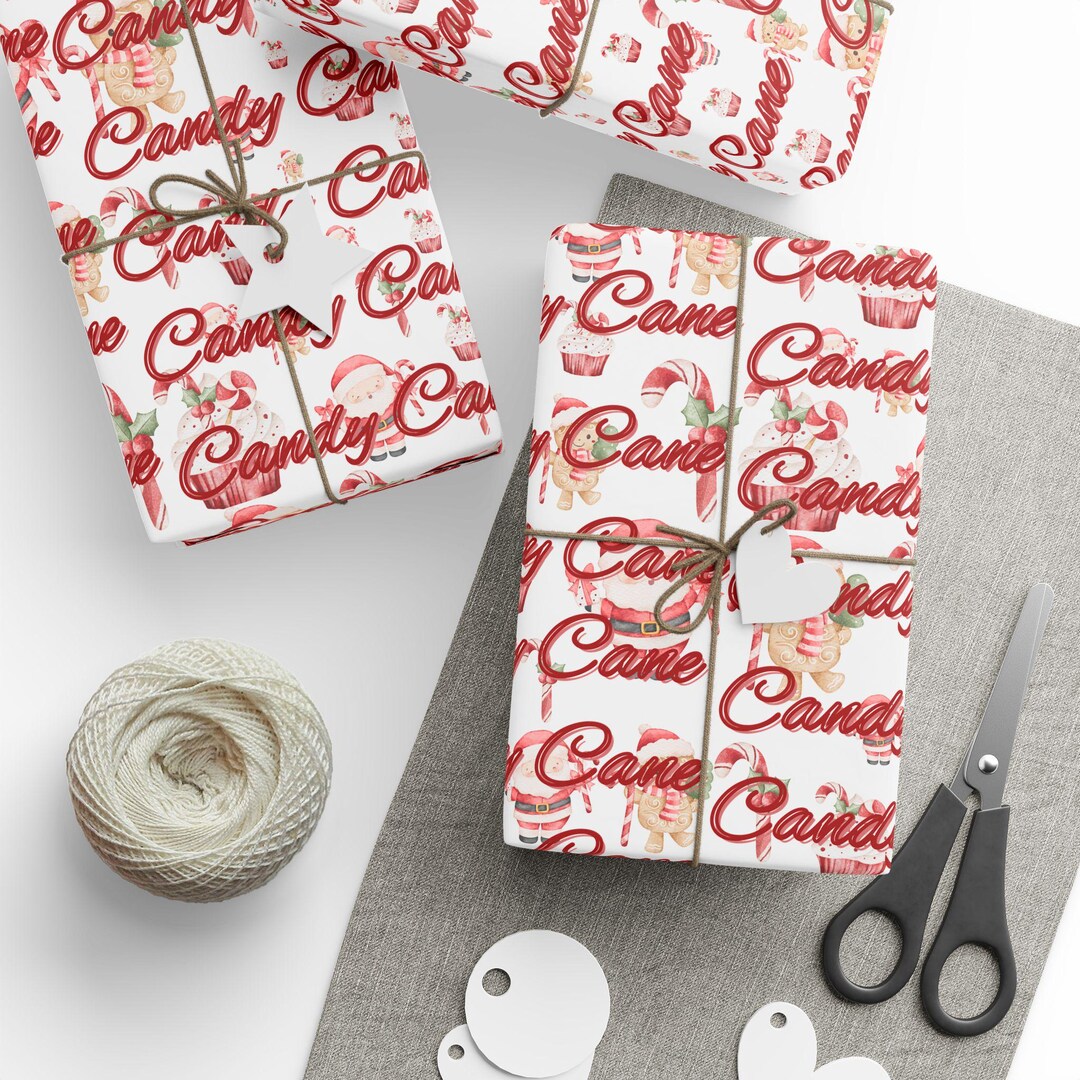 Festive Candy Cane Wrapping Paper - Etsy